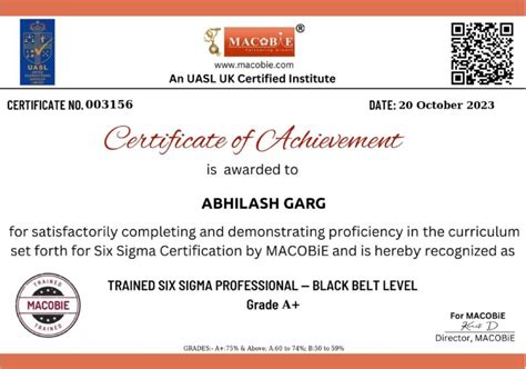 Im Happy To Share The Certificate Of Completion For My Black Belt Lean Six Sigma Training And