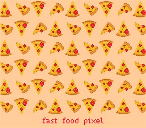 피자 패턴 패스트 푸드 픽셀 아트 프리미엄 벡터