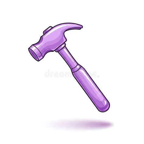 Cartoon Style Illustration Of Purple Hammer Isolated On White Stock