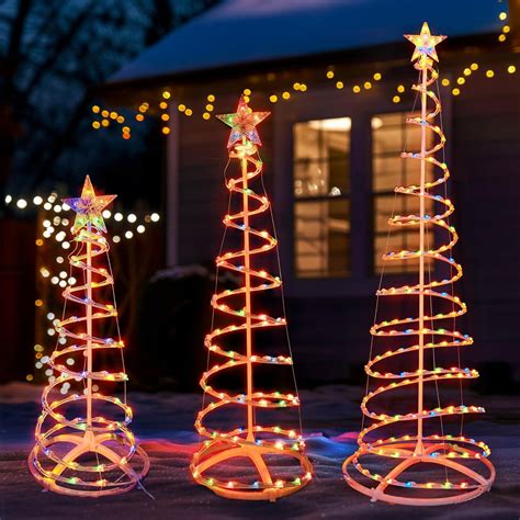 Dazzle Bright Set Of 3 Lighted Spiral Christmas Tree 34
