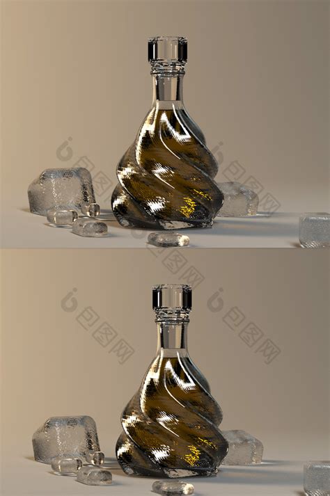 玻璃酒瓶包装样机oc渲染器图片下载 包图网