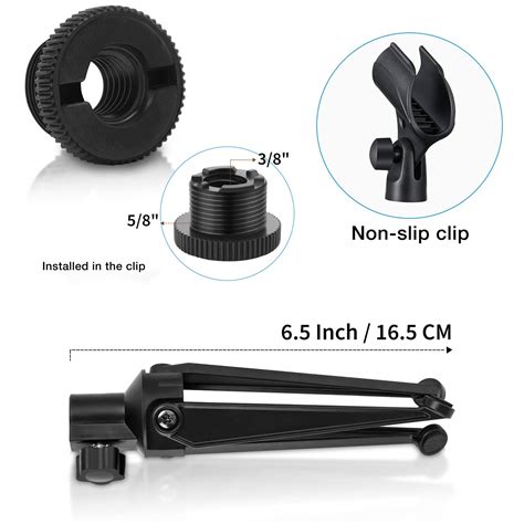 Moukey Desk Mic Stand Universal Adjustable Desktop Microphone Stand Portable Foldable Tripod Mic