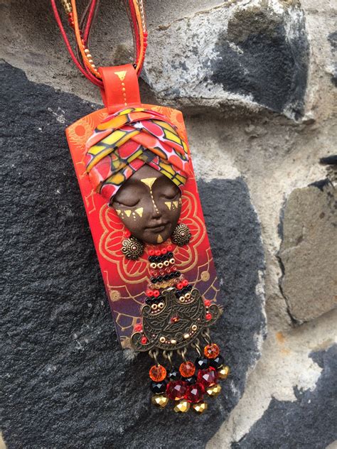 African Jewelry Womenpolymerclay Jewelryboho Style Pendanttribal Necklaceunique Necklace