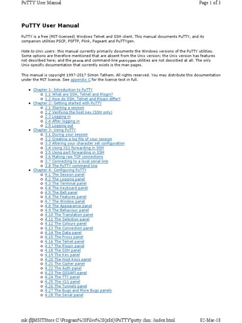 Putty User Manual Index Pdf Secure Shell Internet Protocols