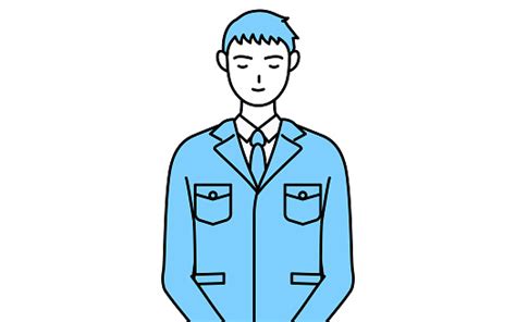 작업복을 입은 남자가 몸 앞에 손을 접은 간단한 선 그리기 건설 산업에 대한 스톡 벡터 아트 및 기타 이미지 건설 산업