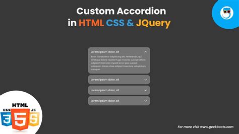 How To Create Custom Accordion Using Html Css And Jquery Geekboots