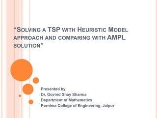 Operation Research Model For Solving Tsp Pptx Programming Languages Computing