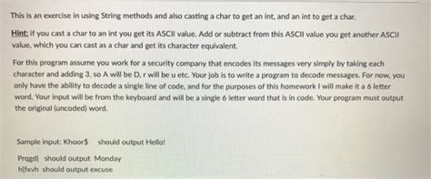 Solved This Is An Exercise In Using String Methods And Also