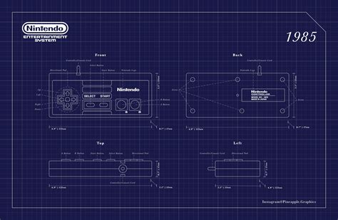 fan art nes controller blueprint patent vector illustration r