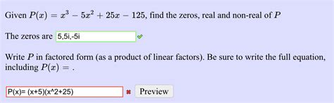 solved given p x x3−5x2 25x−125 find the zeros real and