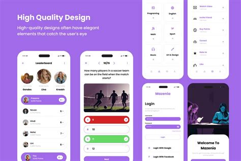 Mazenia Trivia Quiz Mobile App Design Cuts