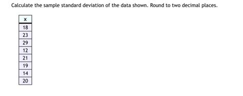 Solved Calculate The Sample Standard Deviation Of The Data Chegg
