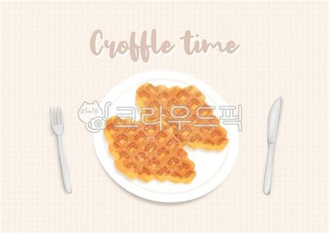 크로플 디저트 까페 배경 일러스트 사진 이미지 일러스트 캘리그라피 도토리주스작가 음식 식품 아이디어 음식 일러스트