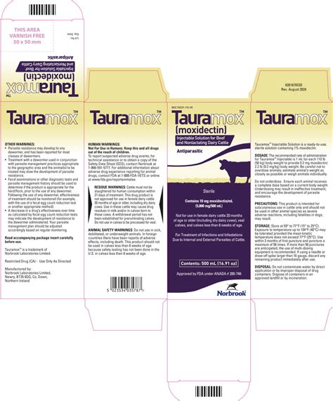 Dailymed Tauramox Moxidectin Injection Solution