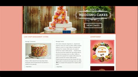 Cake Shop Management System Php And Mysql Project Source Code Php Mysql Crud Project Youtube