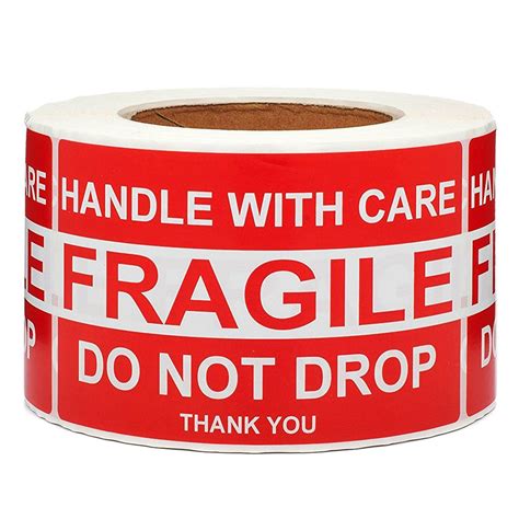 Sjpack Large Fragile Stickers 4 X 6 Eye Catching Fragile Handle