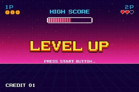 Level Up Press Start Button Pixel Art 8 Bit Game Retro Game For Game Assets In Vector Level Up Press Start Button Pixel Art 8 Bit Game Retro Game For Game Assets In Vector