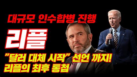대규모 인수합병 진행 리플 달러 대체 시작 선언 까지 리플의 최후 통첩 리플 리플전망 리플코인 Youtube