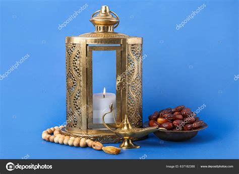 Aladdin Lamp Wishes Dates Prayer Beads Muslim Lantern Ramadan Blue