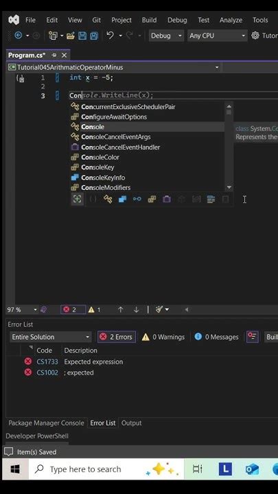 C Tutorial Arithmetic Operator Minus Shorts Programming Csharp