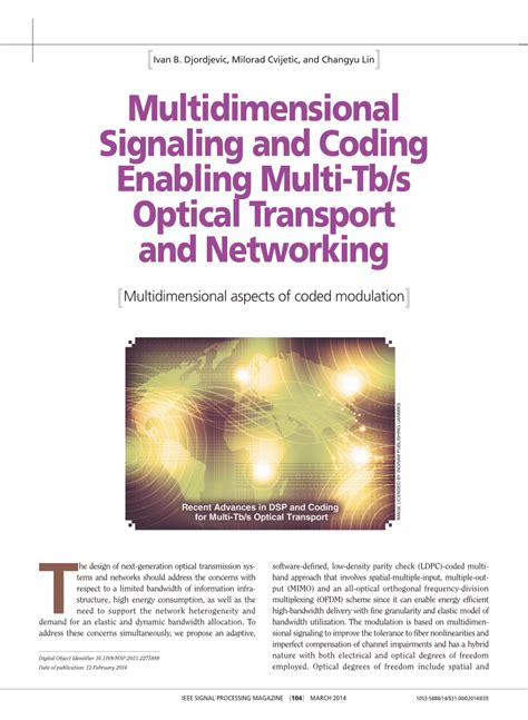 Pdf Multidimensional Signaling And Coding Enabling Multi Tbs Optical