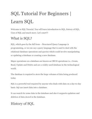 PPT SQL Tutorial For Beginners PowerPoint Presentation Free Download ID 12309721