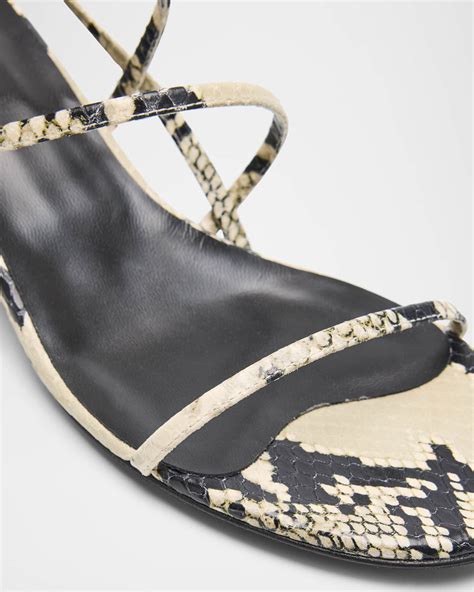 Khaite Strappy Python Embossed Kitten Sandals Neiman Marcus