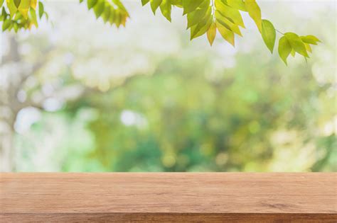 녹색 나무 정원 Bokeh 배경에서 빈 나무 테이블 상단과 흐리게 보기디스플레이 또는 제품을 몽타주에 사용할 수 있습니다 0명에 대한 스톡 사진 및 기타 이미지 Istock