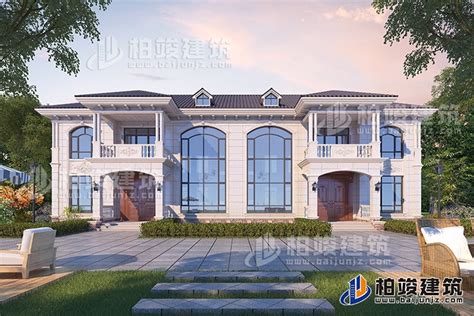 二层双拼别墅设计图纸及效果图大全bz2695简欧风格设计图 柏竣建筑