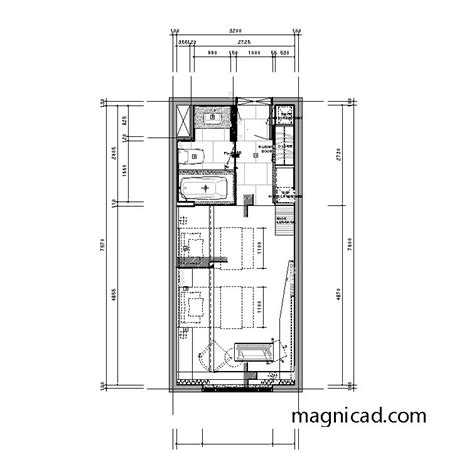 호텔 객실 타입 평면도입면도 Cp H A006 Library Magnicad Cad Block Free Download