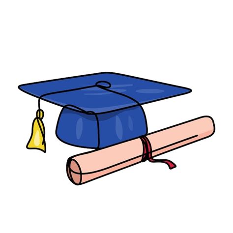 졸업장 및 졸업 모자 그림 프리미엄 벡터