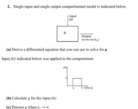 [solved] 2 single input and single output compartmental