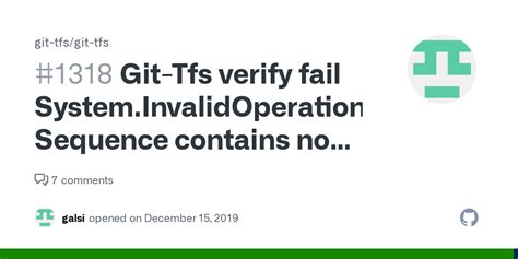 Git Tfs Verify Fail Systeminvalidoperationexception Sequence Contains