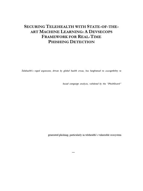 Securing Telehealth With State Of Theart Machine Learning A Devsecops Framework For Real Time