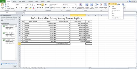 Belajar Rumus Excel Perhitungan Perkalian Otomatis Di Excel 2010 Update Informasi Menarik