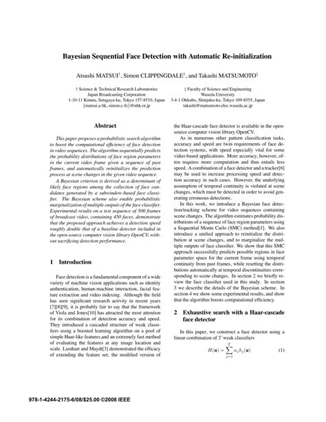Pdf Bayesian Sequential Face Detection With Automatic Re Initialization