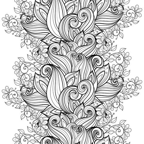 Vector Seamless Monochrome Floral Pattern Stock Vector Illustration Of Contour Design 57061624