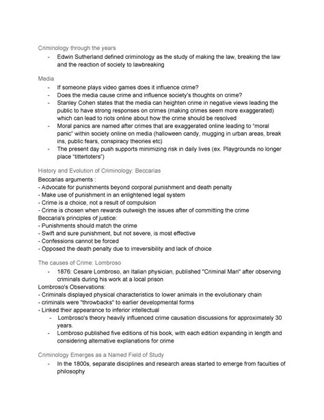 Module 2 Lecture Notes Criminology 1615 Criminology Through The Years Edwin Sutherland