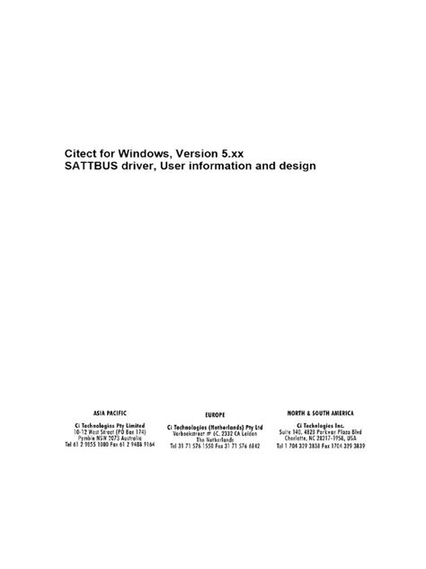 Citect For Windows Version 5xx Sattbus Driver User Information And