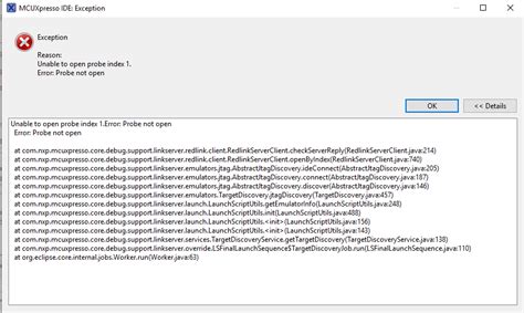 Mcuxpresso Ide Exception Probe Not Open While Trying To Debug With