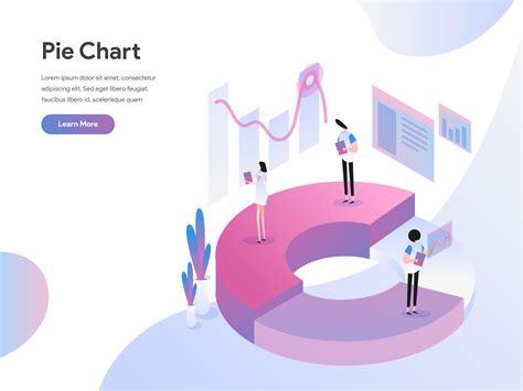 Landing Page Template Of Pie Chart Isometric Illustration Concept Modern Flat Design Concept Of