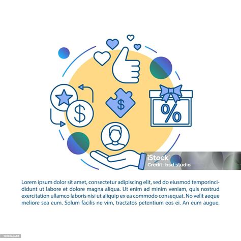 고객 충성도 문서 페이지 벡터 템플릿입니다 추천 마케팅 보상 브로셔 잡지 선형 아이콘과 텍스트 상자소책자 디자인 요소 인쇄