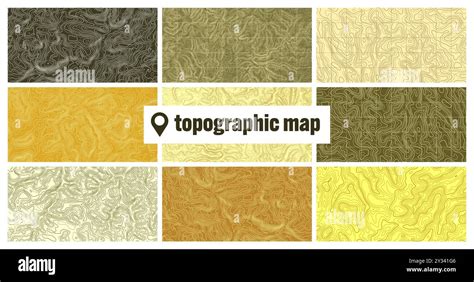 Colorful Topographic Map With Contour Lines Geographic Terrain Grid