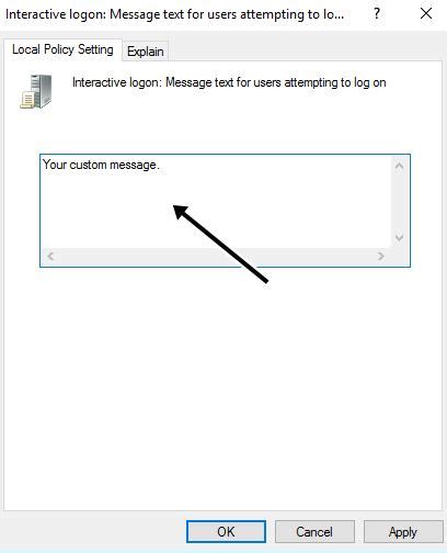 How To Show Custom Message On The Windows 10 Login Screen