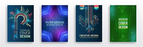 하이테크 기업 문서 표지 디자인 프리젠테이션과 마케팅을 위한 하이테크 커버의 파란색 세트 의료 과학 컴퓨터 전단지 브로셔 및