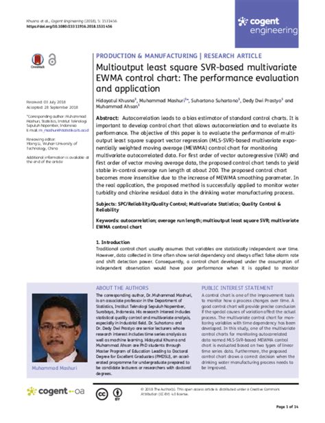 Pdf Multioutput Least Square Svr Based Multivariate Ewma Control