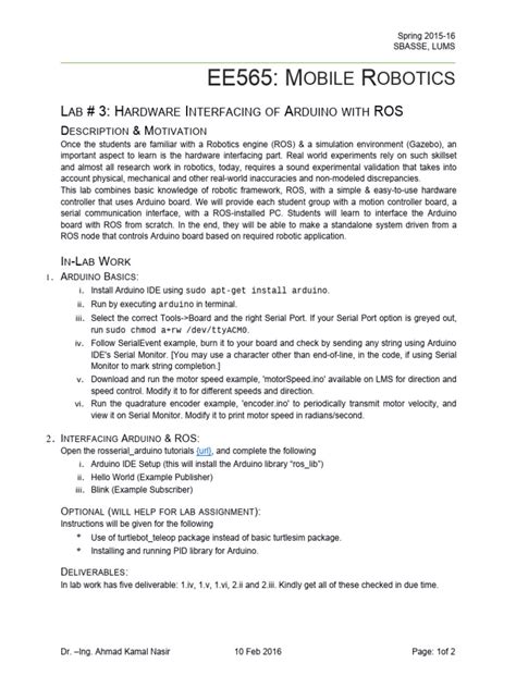 Labtask3 Hardware Interfacing Arduino Pdf Arduino Robotics