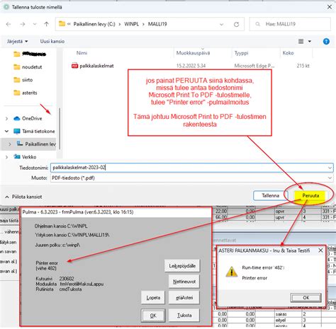 Printer Error Virhe 482 Microsoft Print To Pdf Kanssa Asteri Ohjelmat