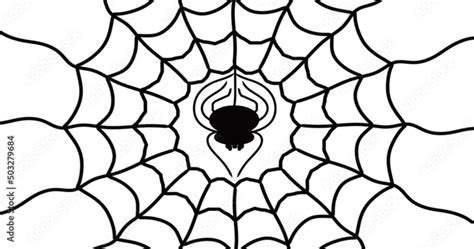 Spider Web Silhouette Black White Background Vector Illustration Stock