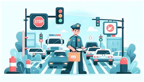 Premium Photo Flat Vector Illustration Of A Traffic Officer Managing